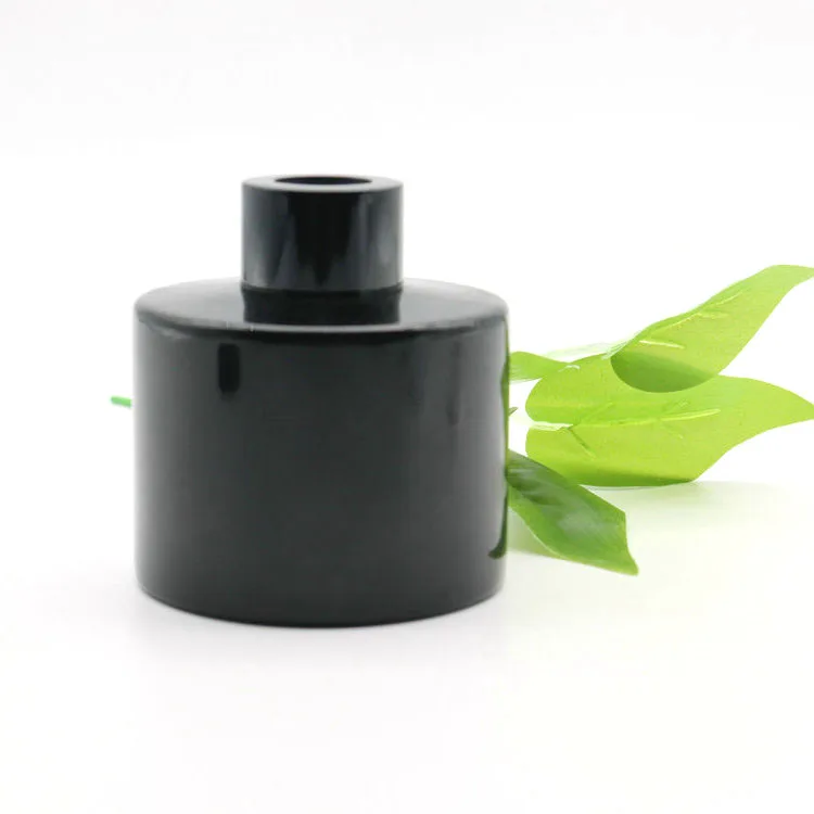 100 Ml Fragrance Black Glass Diffuser Bottles Round Diffuser Jars With ...