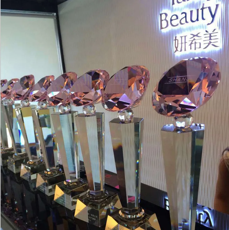 Pink Diamond Crystal Award Trophy MH-J0784 - Minghuang