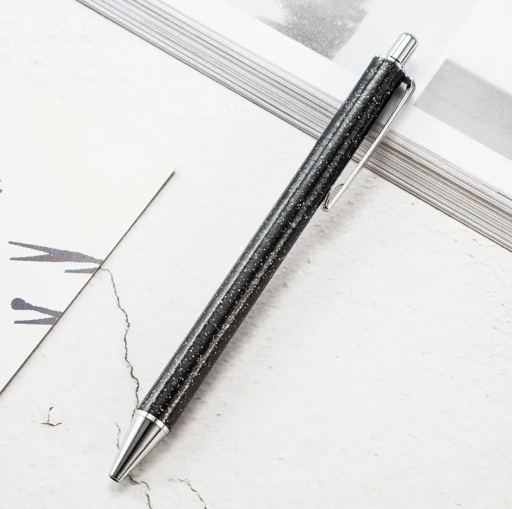 Glitter Ballpoint Pens Retractable Black Ink Pens Metal Medium Point ...