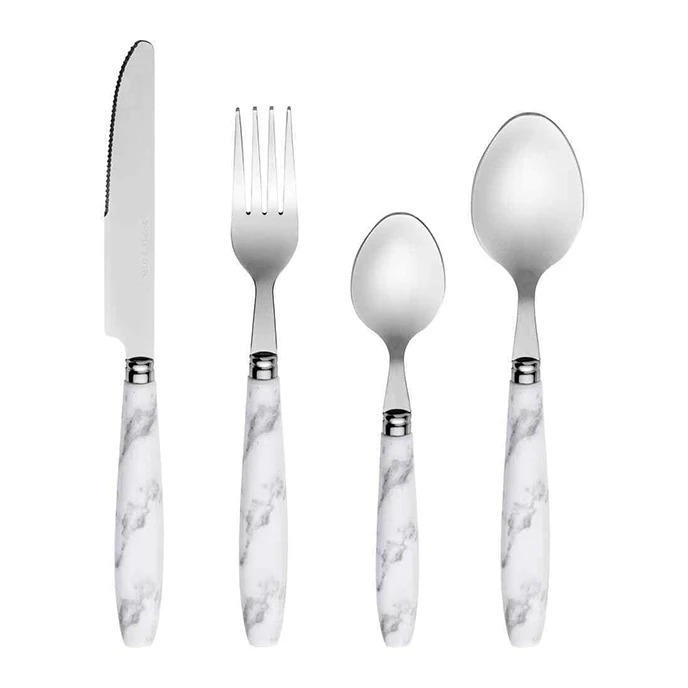 24pcs Stainless Steel Tumble Polished Cutlery Set with Acrylic Handles ...