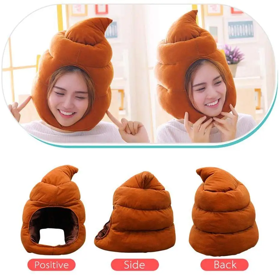 Customized Cartoon Doll Headgear Brown Soft Plush Stuffed Poop Party ...