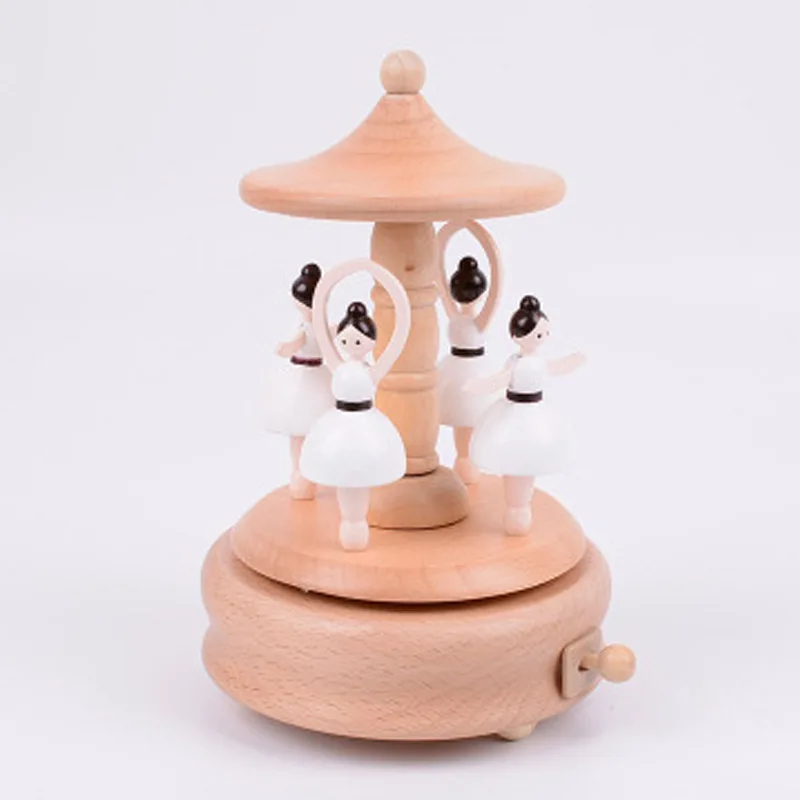 Wooden Music Box Toy for Children - Creative Carousel Decor, OEM