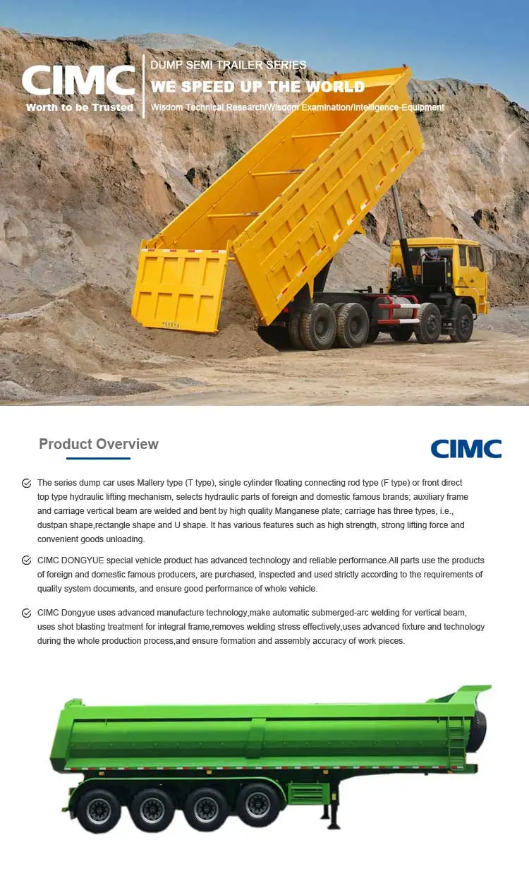 Hydraulic Dump Trailer / 20-60 Tons Tipping Semi Sand Truck Trailers ...