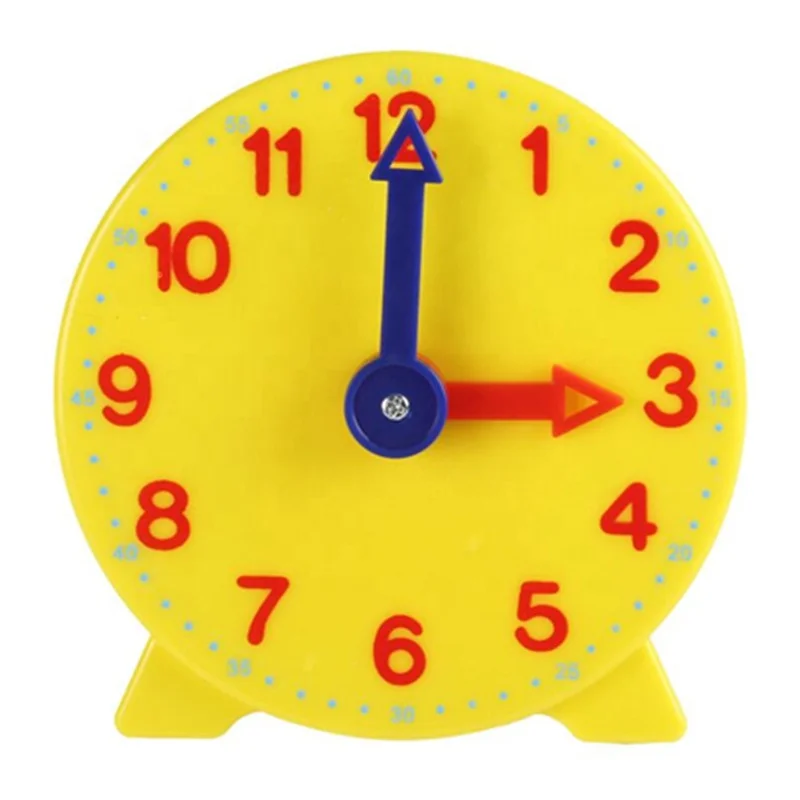Student Learning Clock Time Gear Plastic 10cm Yellow Clock 12 Hour ...