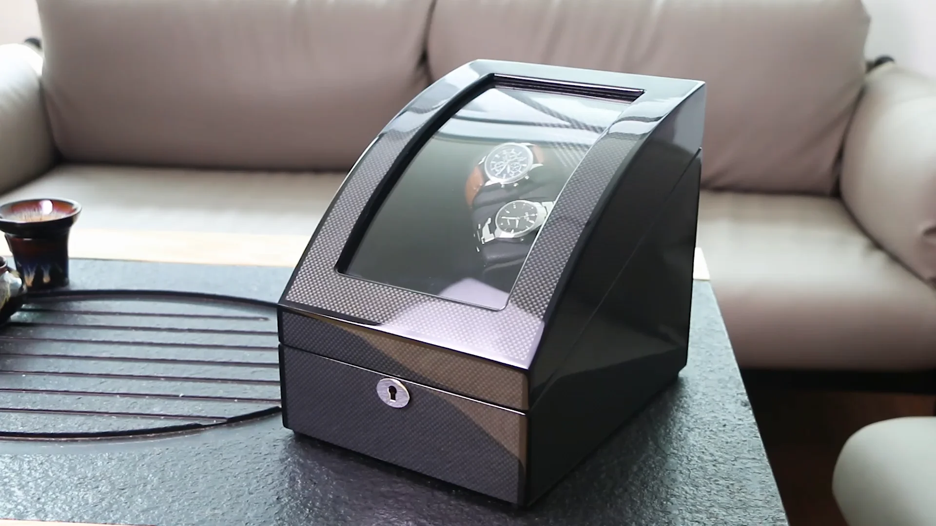 Wooden Automatic Single Rotating Watch Winder Box With Led Light - Buy ...