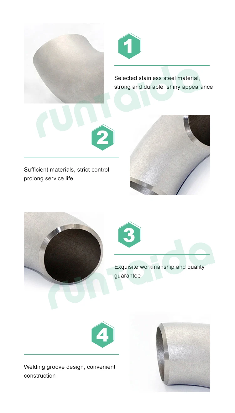 Pipe Fitting Butt Weld Stainless Steel 316L Sanitary Bevel End Long ...