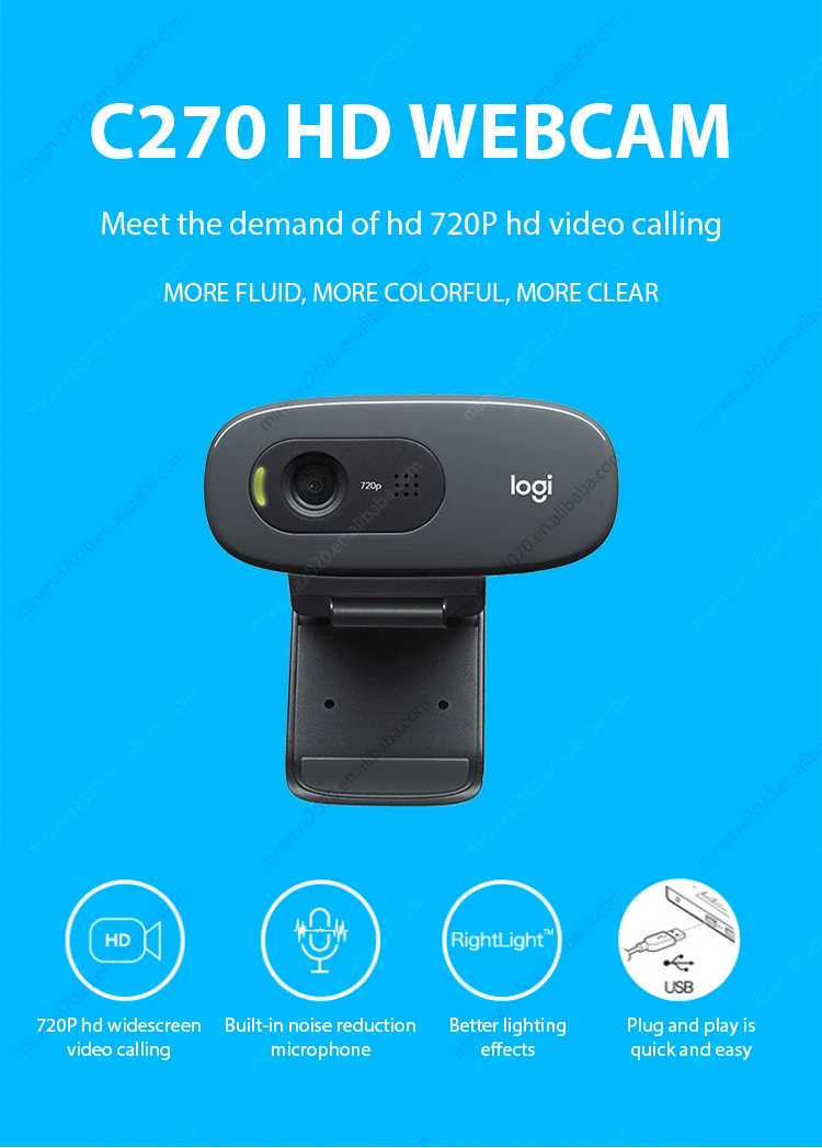 Original Logi Tech Hd Webcam C270 720P Camera 30Fps Hd Computer Gaming ...