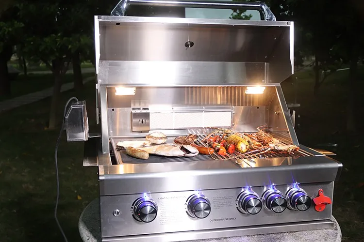 Stainless Steel Charcoal Spit Roaster - Built in BBQ