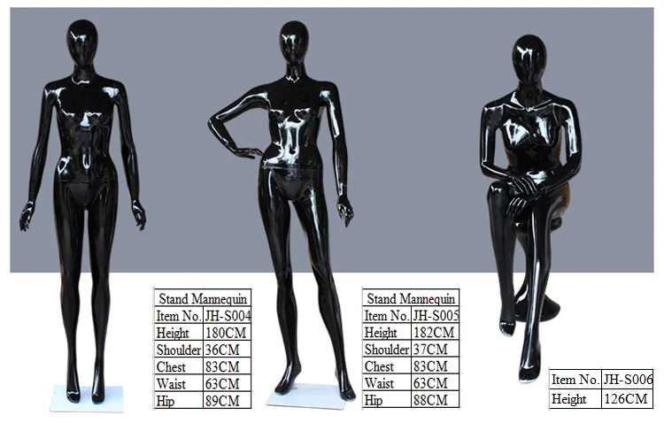 Shinny Black Female Mannequin - Sexy Full Body Display