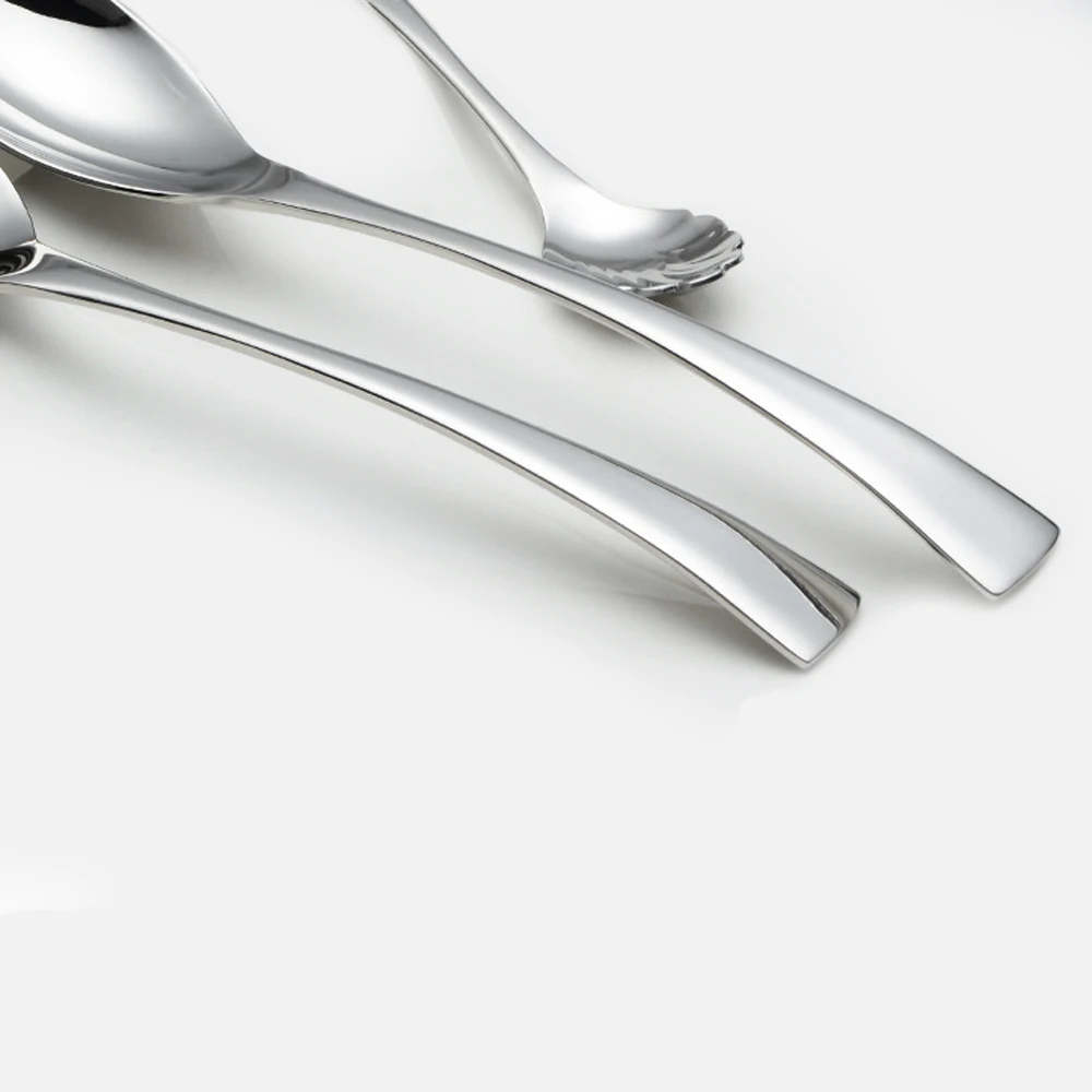 Luxury Dinner Flatware Set Heavy Duty Curve Thick Handle Fork Spoon ...