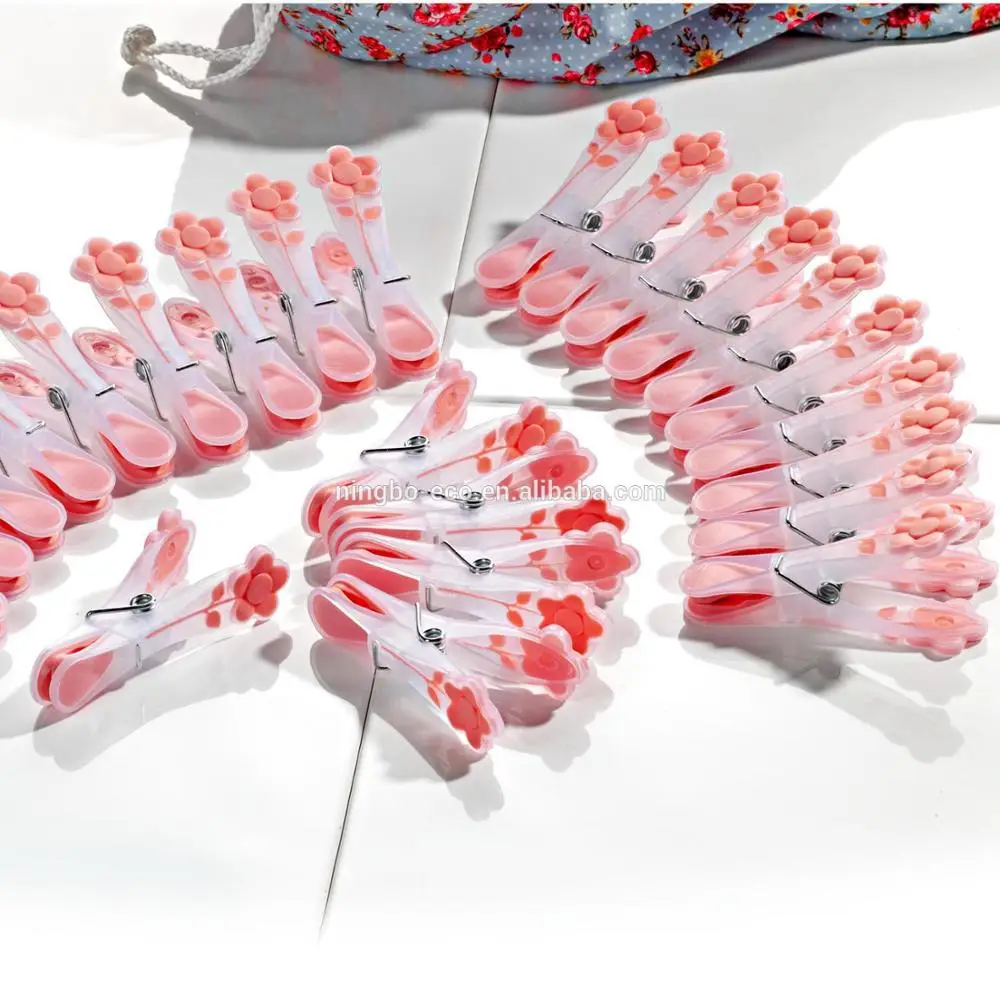 Colorful And Flower Design Set Of 24pcs Plastic Clothespin Big Plastic ...