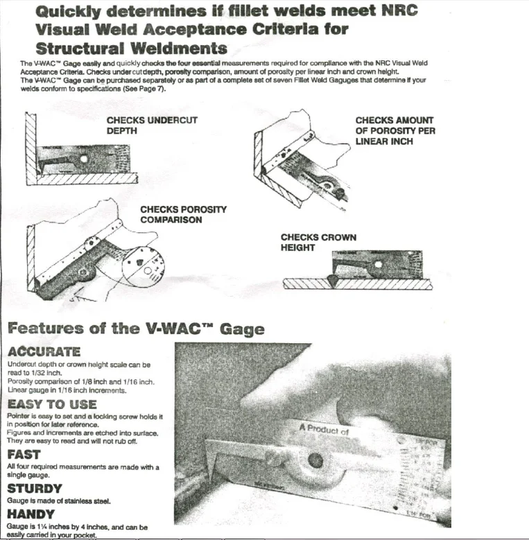 Undercut Gauge V-WAC Single Weld Gauge - HUATEC Precision