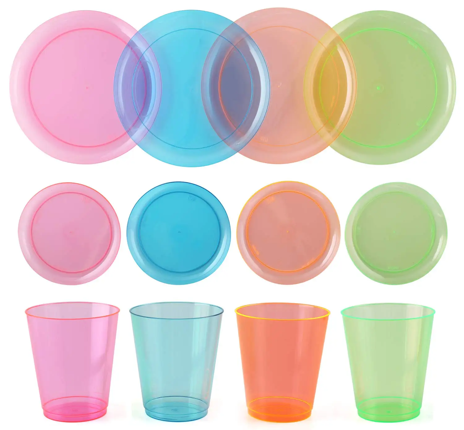 Disposable Neon Party Supplies Assorted Neon Colors Plastic Party ...
