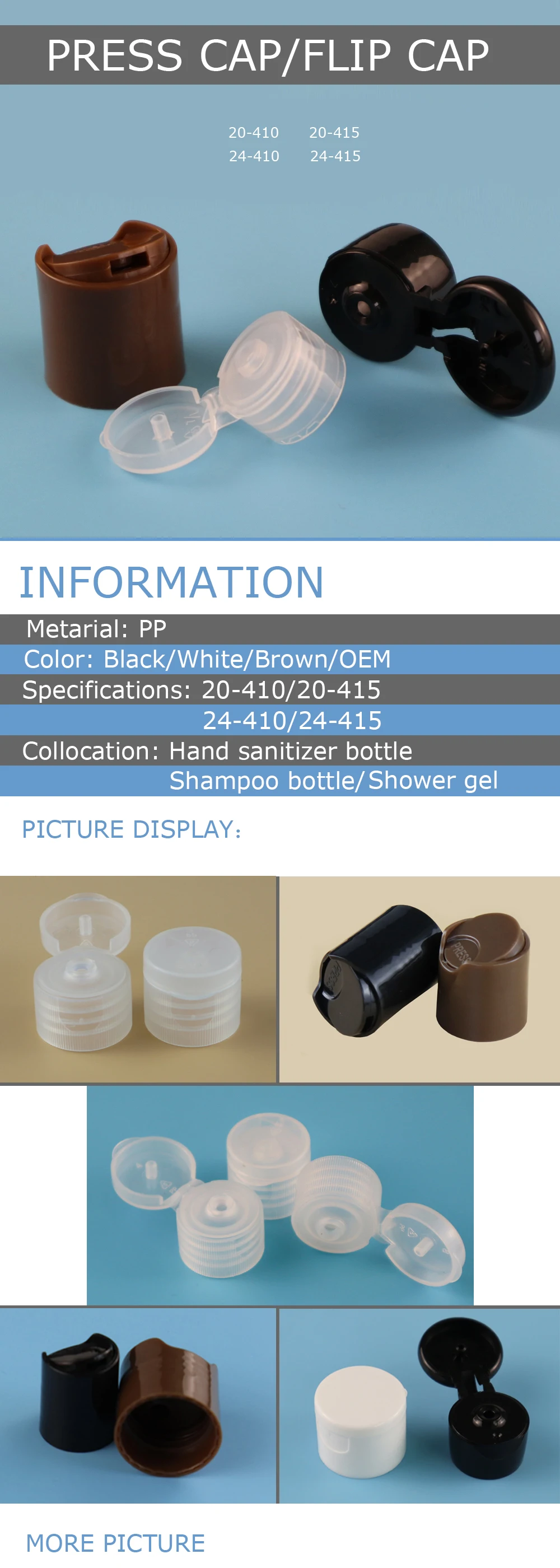 Manufacturers Custom 20/410 24/410 28/410 Plastic Bottle Black Flip Top Cap For Cosmetic - Buy ...