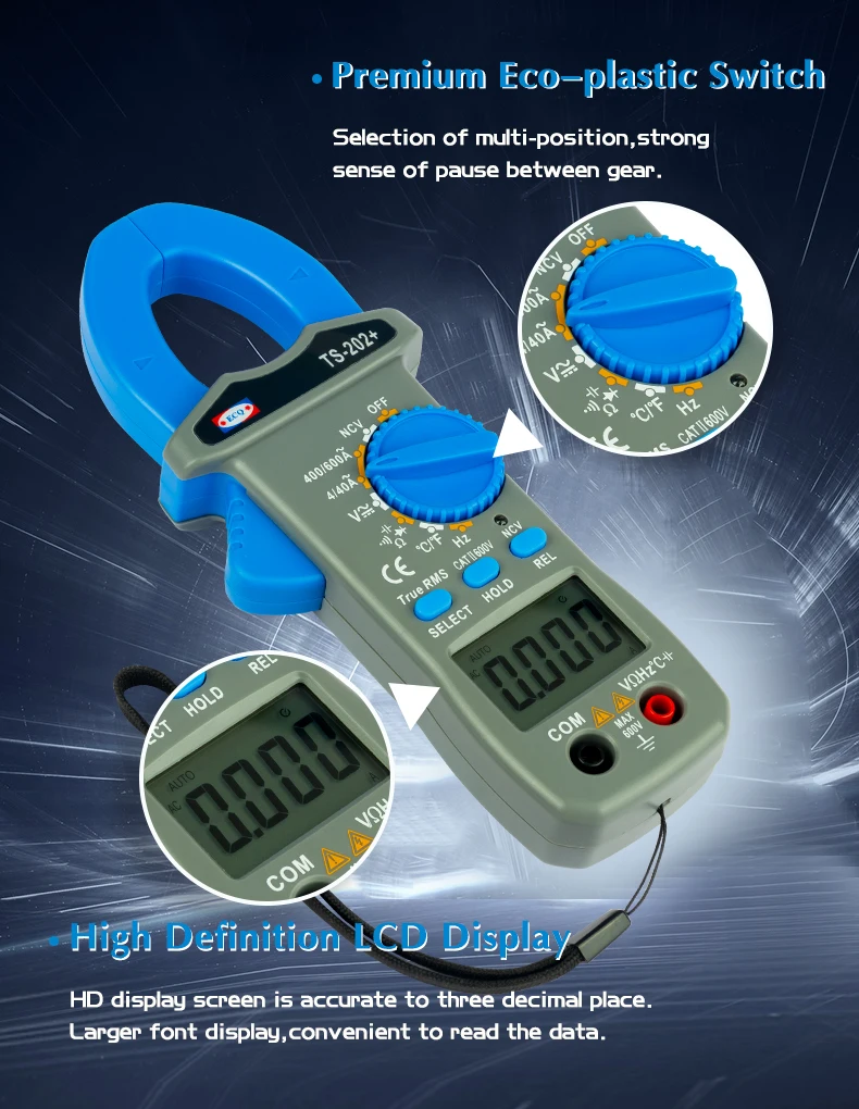 Ts-202+ Unit Digital Clamp Meter Manual - Buy Digital Clamp Meter ...