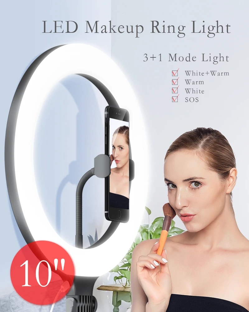 Circle Video Ring Light Rotate Adjust Led Ring Light 10 Inch Selfie ...