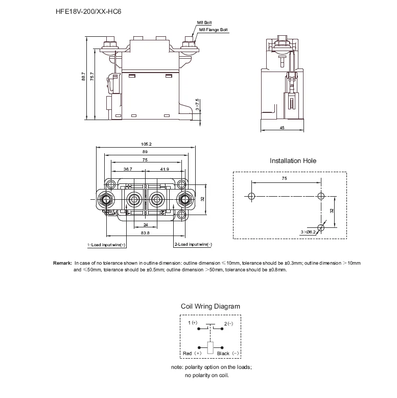 Hongfa HFE18V-200 750-12-HC6 High Voltage DC Relay 200A Contactor 12V ...