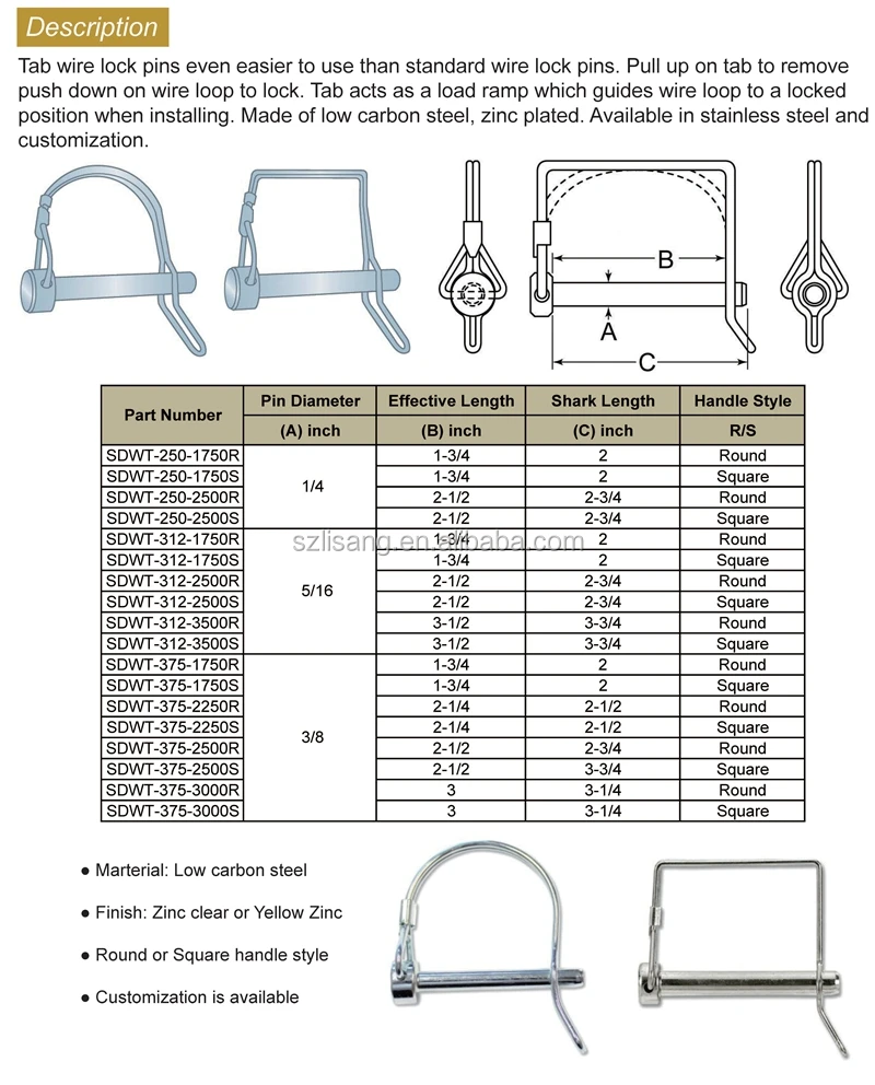 Square Pto Shaft Locking Hitch Pin Wire Lock Pin Safety Pin - Buy Pto ...
