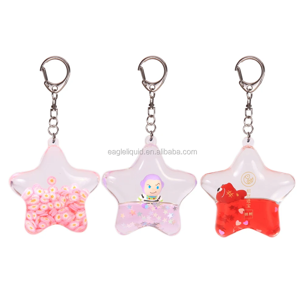 Star-Shaped Liquid Filled Floating Keychain - Custom Acrylic Glitter ...