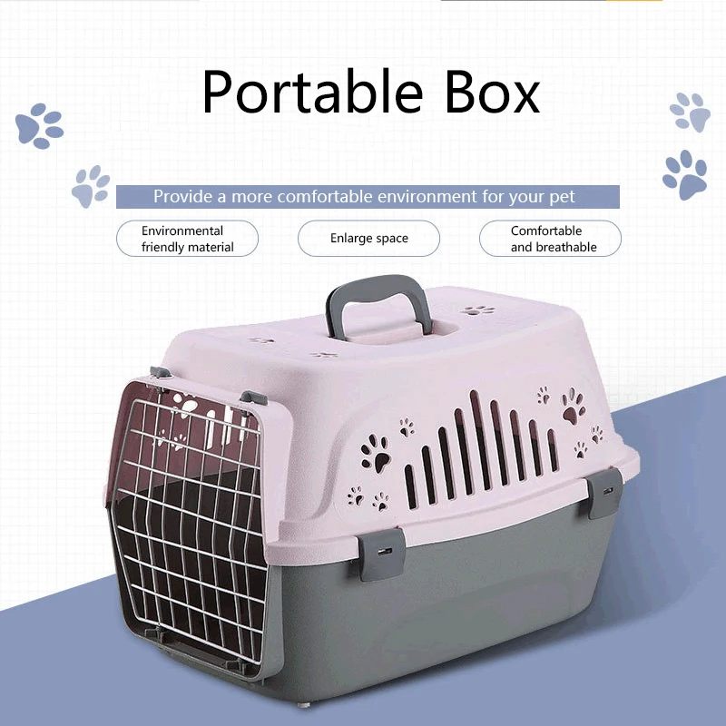 Portable Pet Dog Cat Hand Out Shipping Box Plastic Air Carrier Box ...