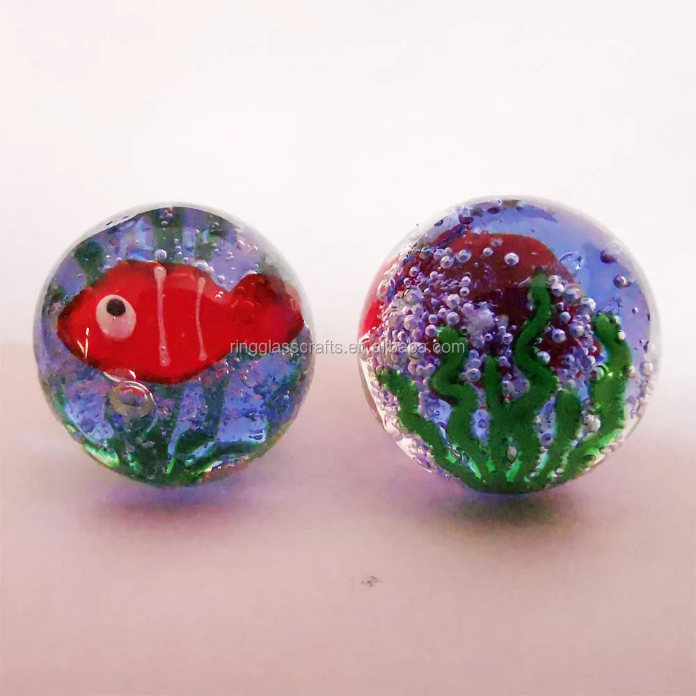 22mm Decorative Colored Round Luminous Murano Glass Marble With 3d ...