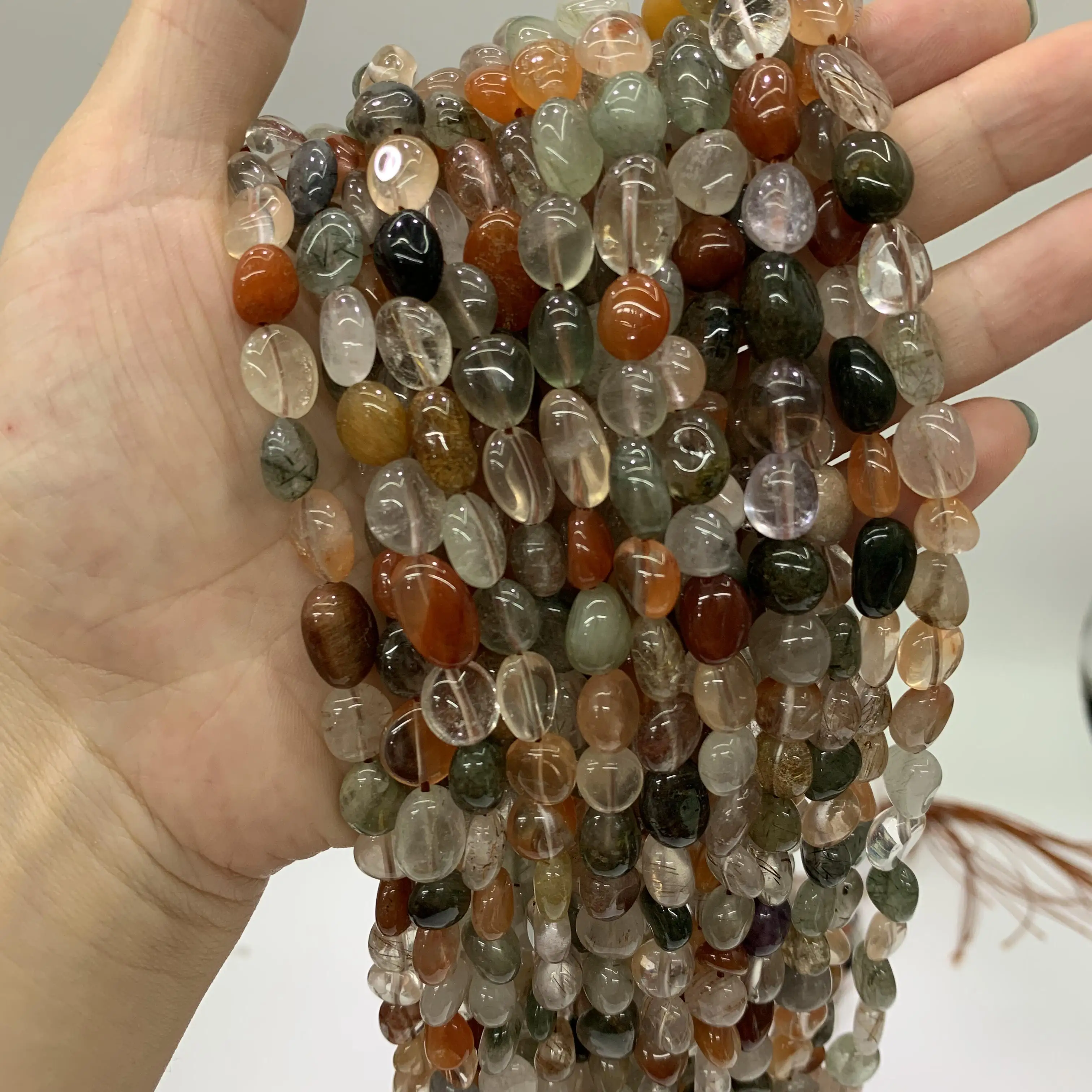 2020 Natural Quartz Crystal Beaded Faceted Crystal Mix Rutilated Quartz ...