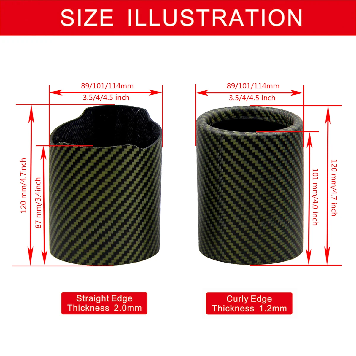 Car Universal Green Carbon Fiber Exhaust Tip Cover Exhaust Muffler Pipe ...