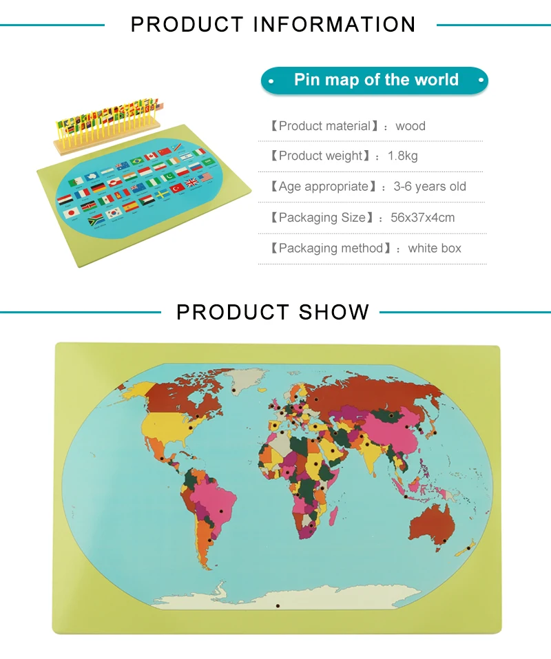 Ge037 Montessori Preschool Flags Of The World Map Recognize Geography ...