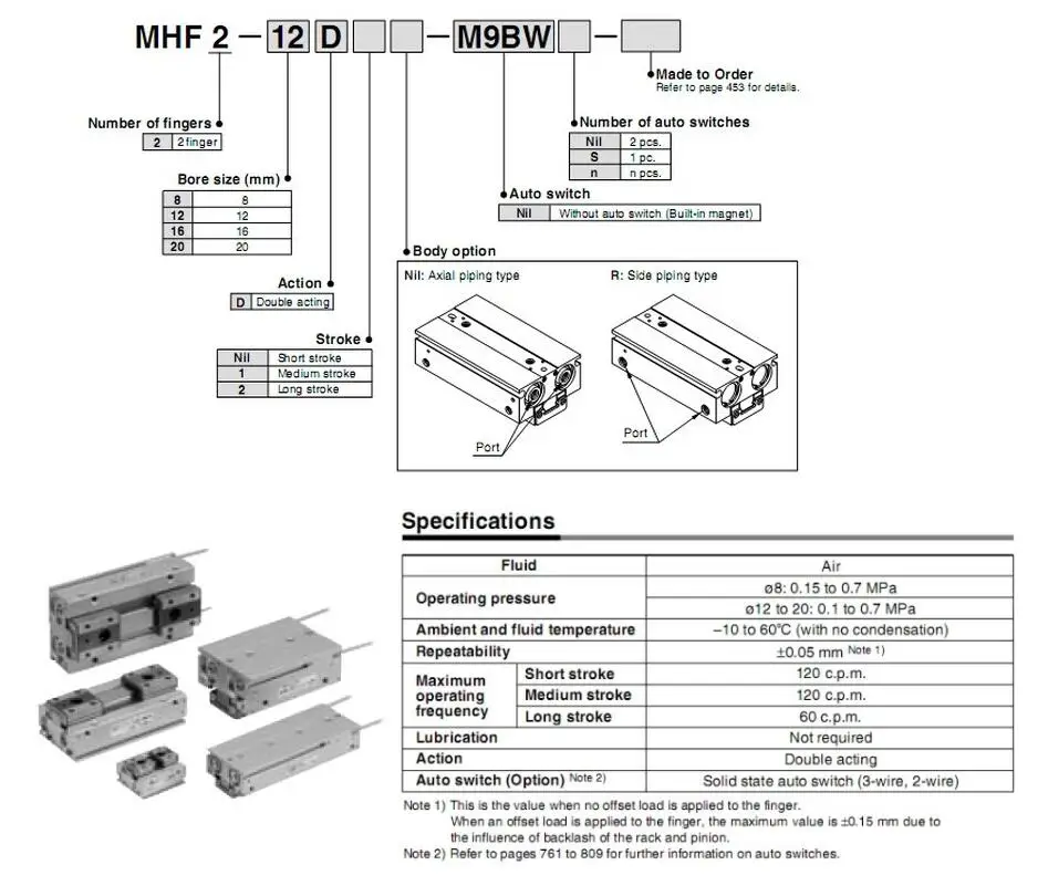 SMC Type MHF2 Series Pneumatic Clamp, Strong Clamping Force MHF2-8D ...