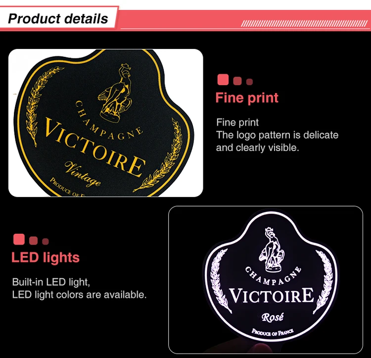 Led Label Luminous Sticker Waterproof Light Up Label For Champagne Wine ...