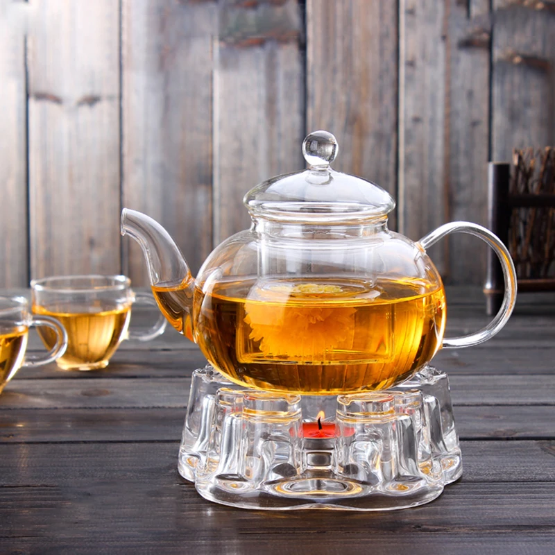 High Borosilicate Glass Tea Pot Set with Infuser - 6 Cups