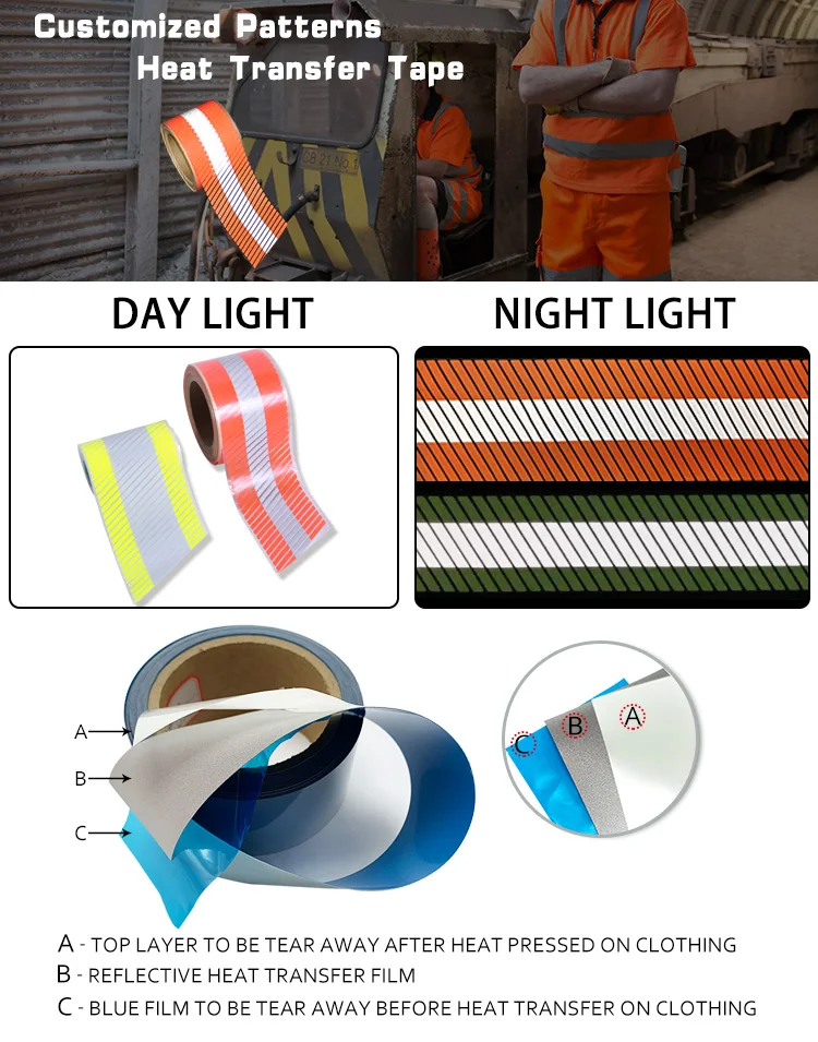 Flame Retardant Reflective Vinyl Tape Heat Applied Segmented Safety ...