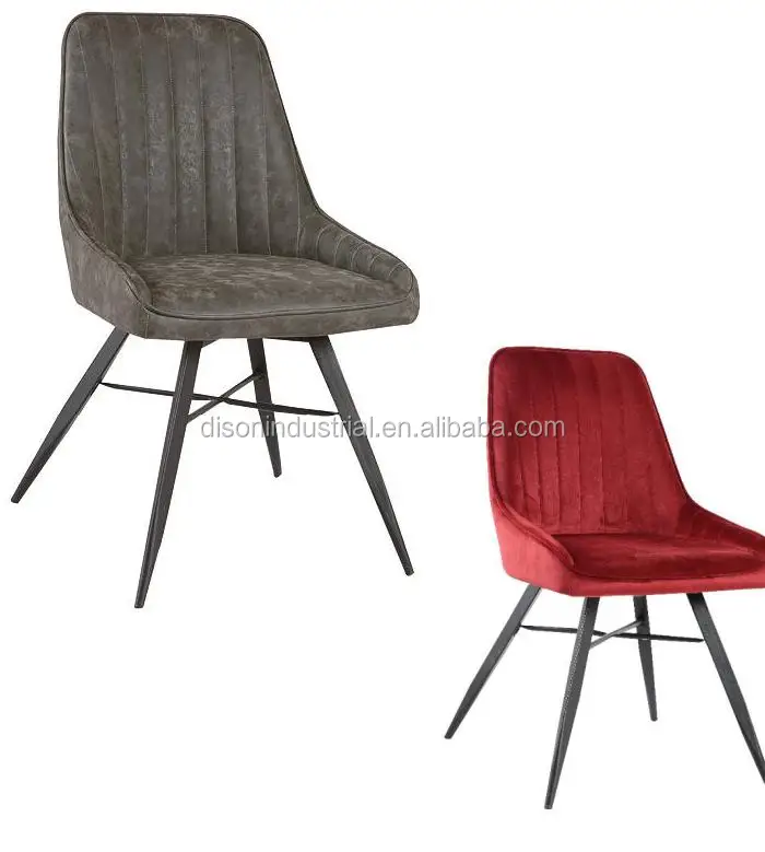 Revolving Chair Metal Leg Fabric Seat Living Room Pu Or Velvet Dining ...