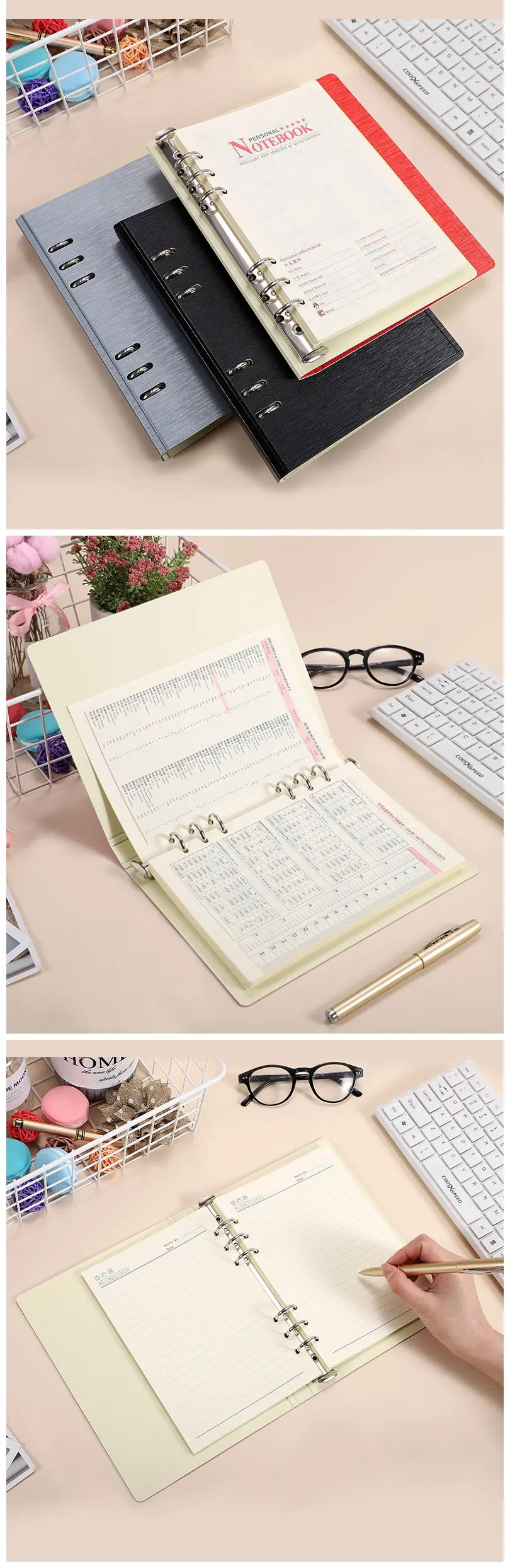 A4 A5 Custom Logo Bound Business Diary Spiral 200 Page Binder Notebook ...