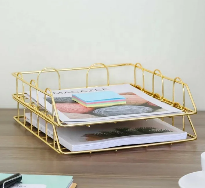 Double Tier Metal Wire File Rack Tray Document Rack Office File ...