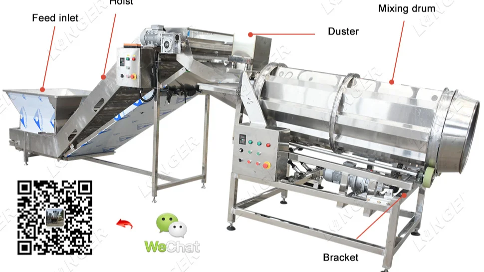 Continuous Drum Coating Flavoring Potato Chips Seasoning Machine For ...