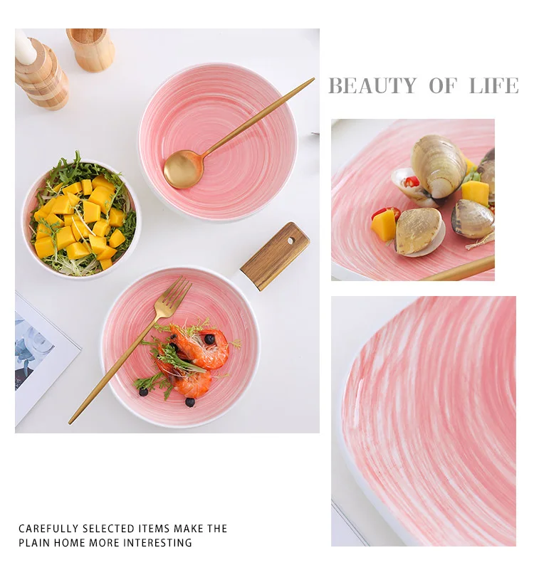 Pink Porcelain Dinnerware Sets - Perfect for Family Dinner