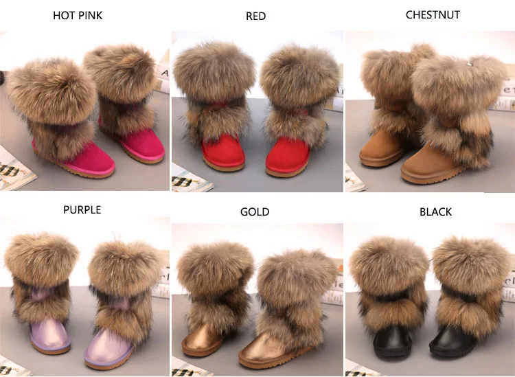 Warm and Stylish: Plus Size Real Raccoon Fur Boots 2020