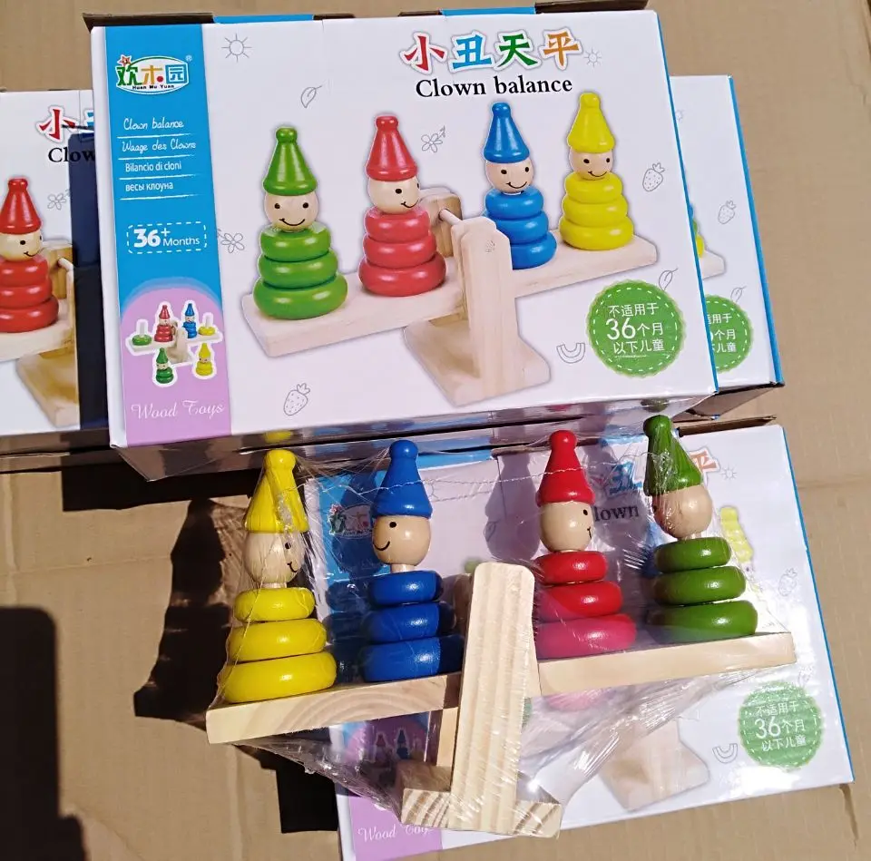Montessori Wooden Clown Rainbow Stacker - Balance Game