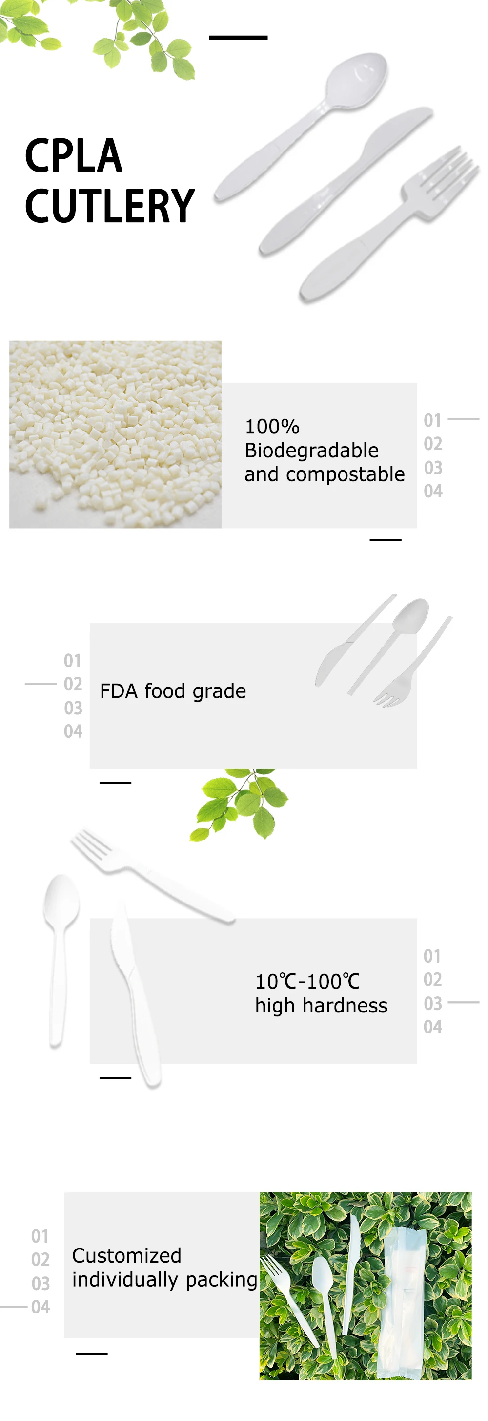CPLA Compostable Plastic Spoon and Fork Disposable Kitchen Cutlery ...