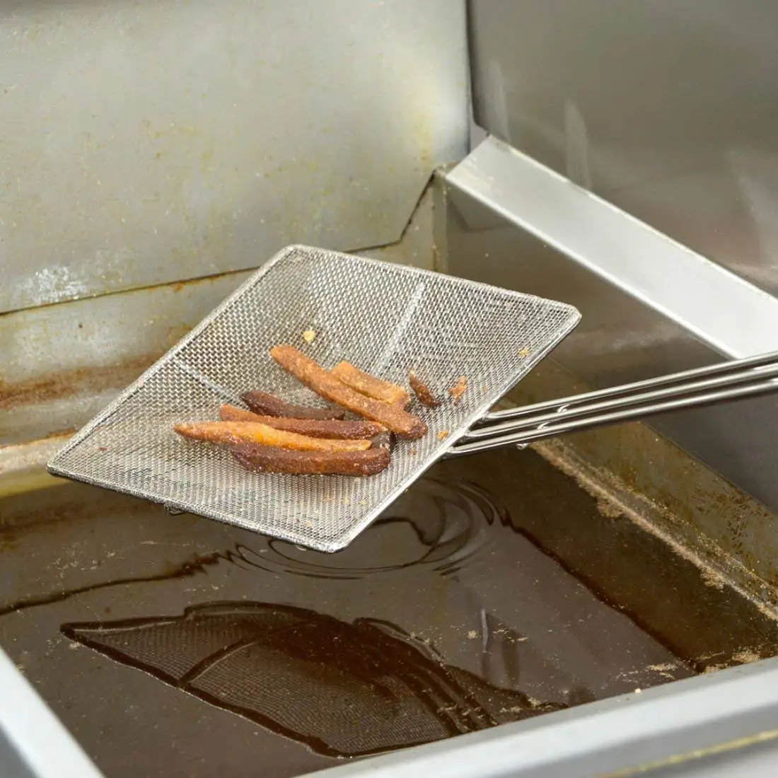 Fine Mesh Deep Fryer Oil Skimmer / Strainer Professional Set Of Two ...