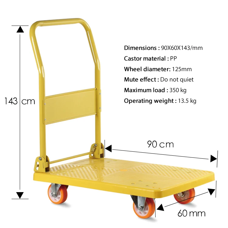 Dlpo Folding Portable Handling Flatbed Trolley With Four Silent Wheels ...