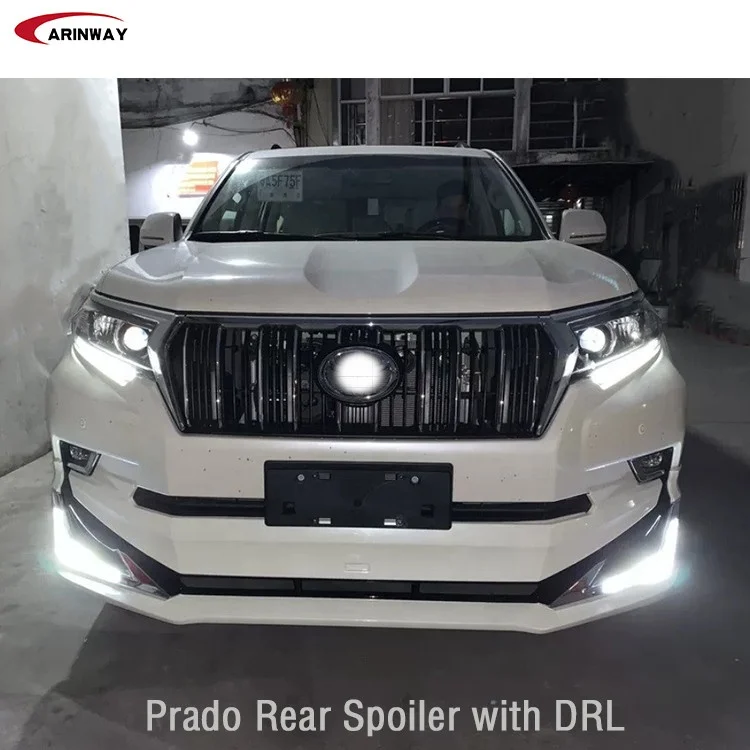 Front Bumper Spoiler with LED Light for Toyota Prado FJ150 2018