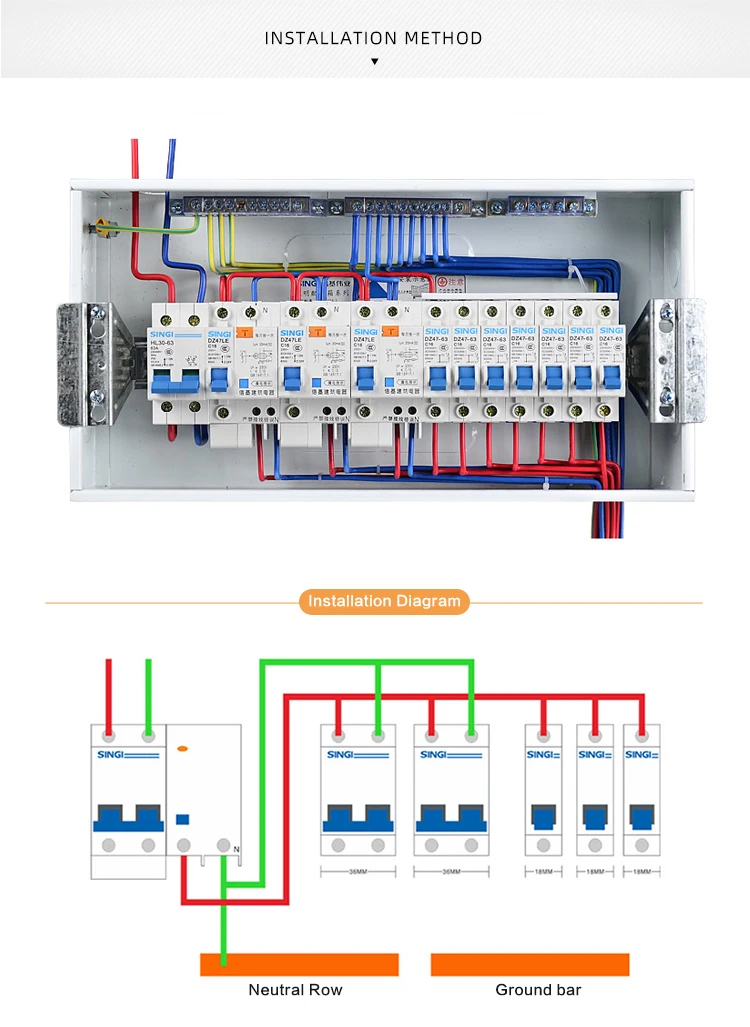 Singi DZ47LE-63 2P+N 10A Earth Leakage Circuit Breaker (RCBO)