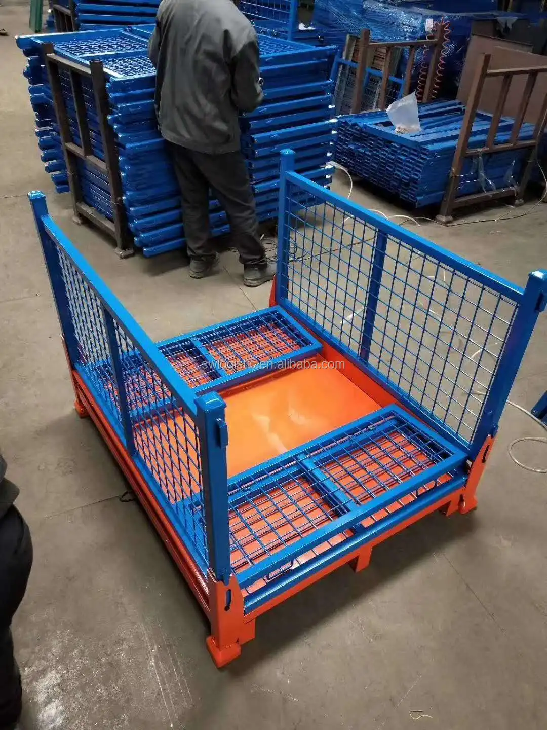 Heavy Duty Warehouse Spare Parts Storage Stackable Steel Pallet Cage ...