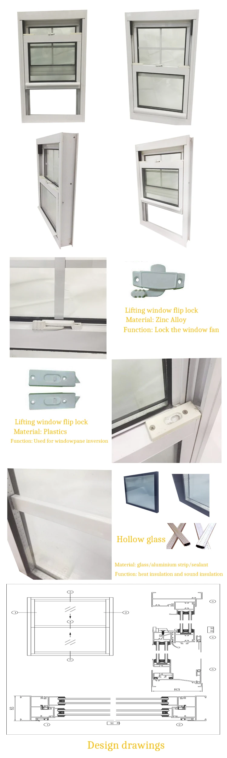 Plastic Sliding Design Upvc Single Glazing Top Hung Window - Buy Upvc ...