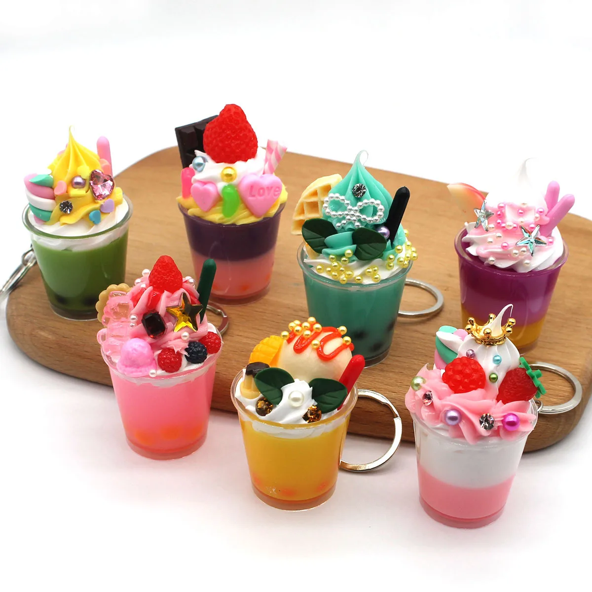Cute Keychains 4 Different Types Pvc Girly Key Chain With Cake Candy ...