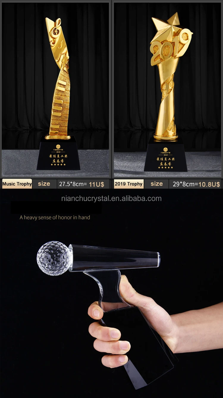 Cheap Wholesale Metal Glass Microphone Awards Crystal Music Trophy for ...