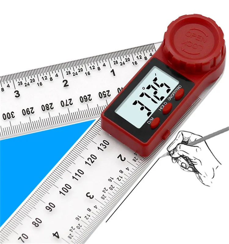 0-200 Digital Meter Angle Transparent Angle Digital Ruler Electron ...