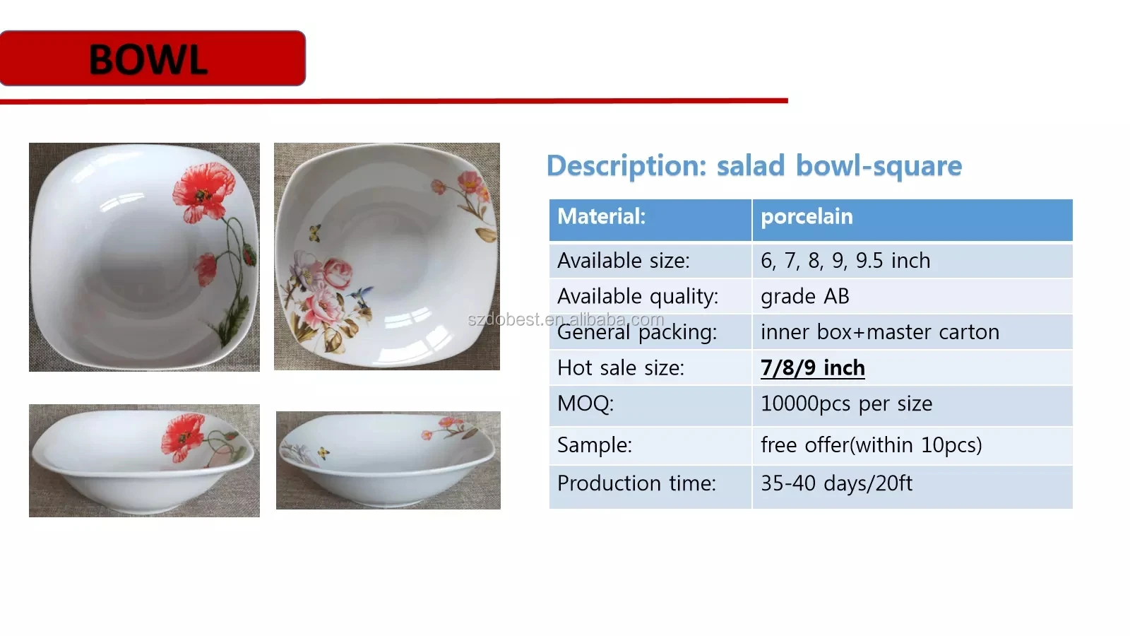 Factory Price 5" 6" 7" 8" 9" 10" Ceramic Salad Bowl Round Edge ...